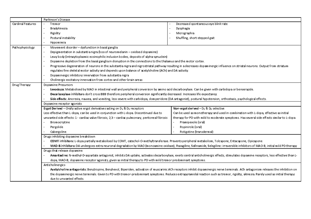 Module 1 - Parkinsons - Parkinson9s Disease Cardinal Features - Tremor ...