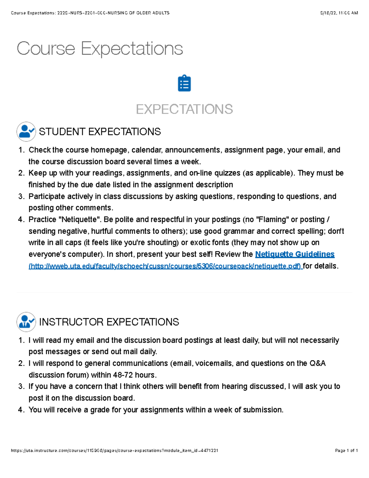 3 Course Expectations: 2225-NURS-3261-600- Nursing OF Older Adults ...