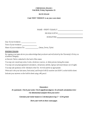 Chem 1 lab exam cheat sheet - Experiment 1 – main goals: observe and ...