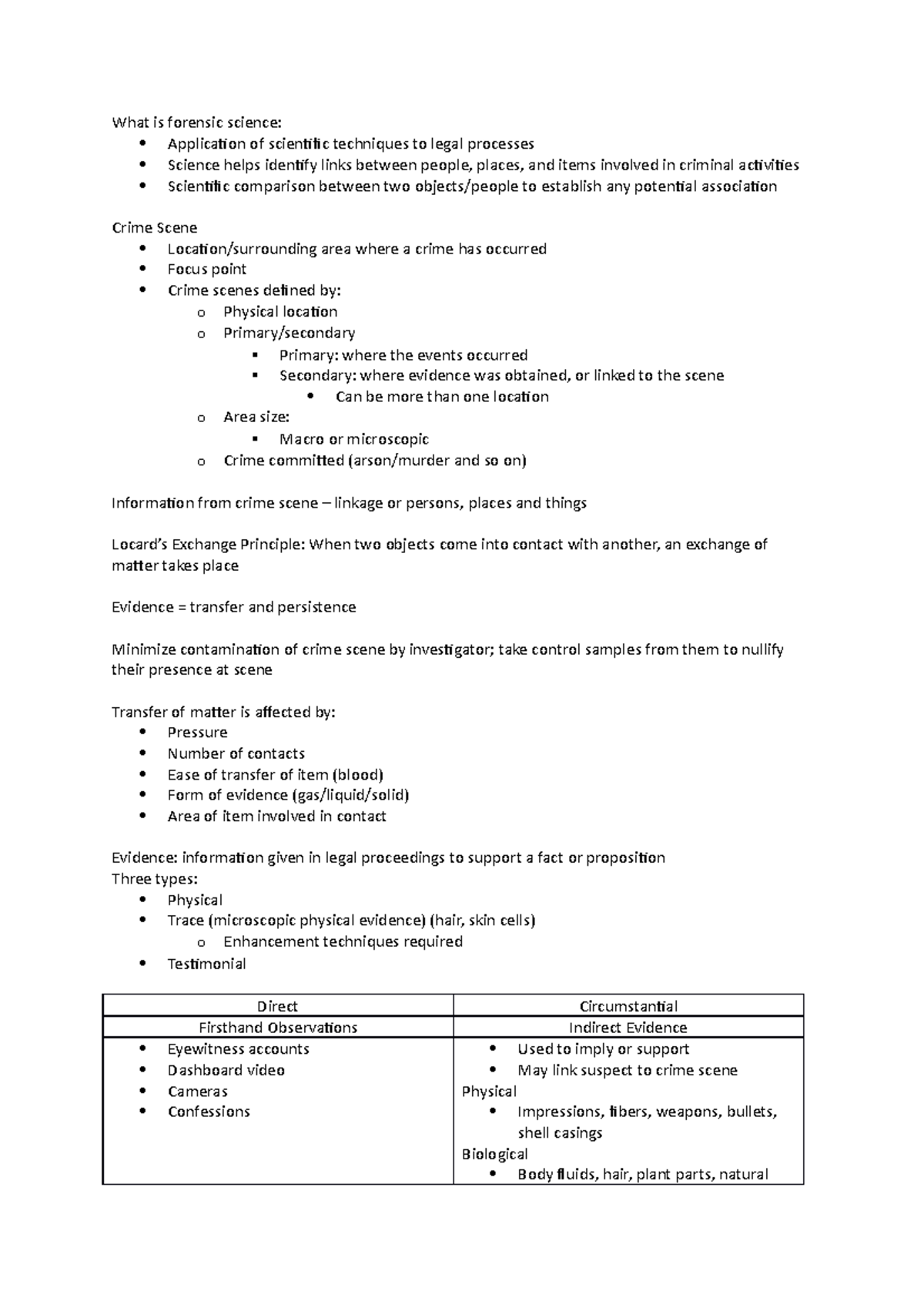 FNSC2200 Course Notes - What is forensic science: Application of ...