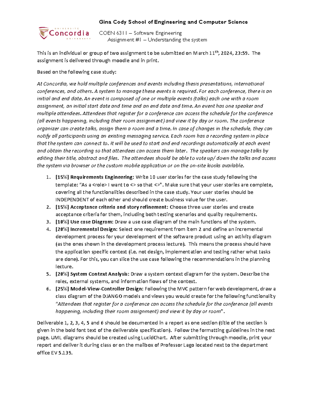 Assignment #1 - COEN 6311 – Software Engineering Assignment # 1 ...