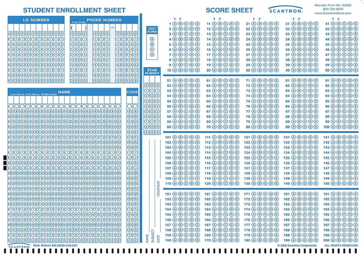 Scantron-sample - sample test paper - STUDENT ENROLLMENT SHEET SCORE ...