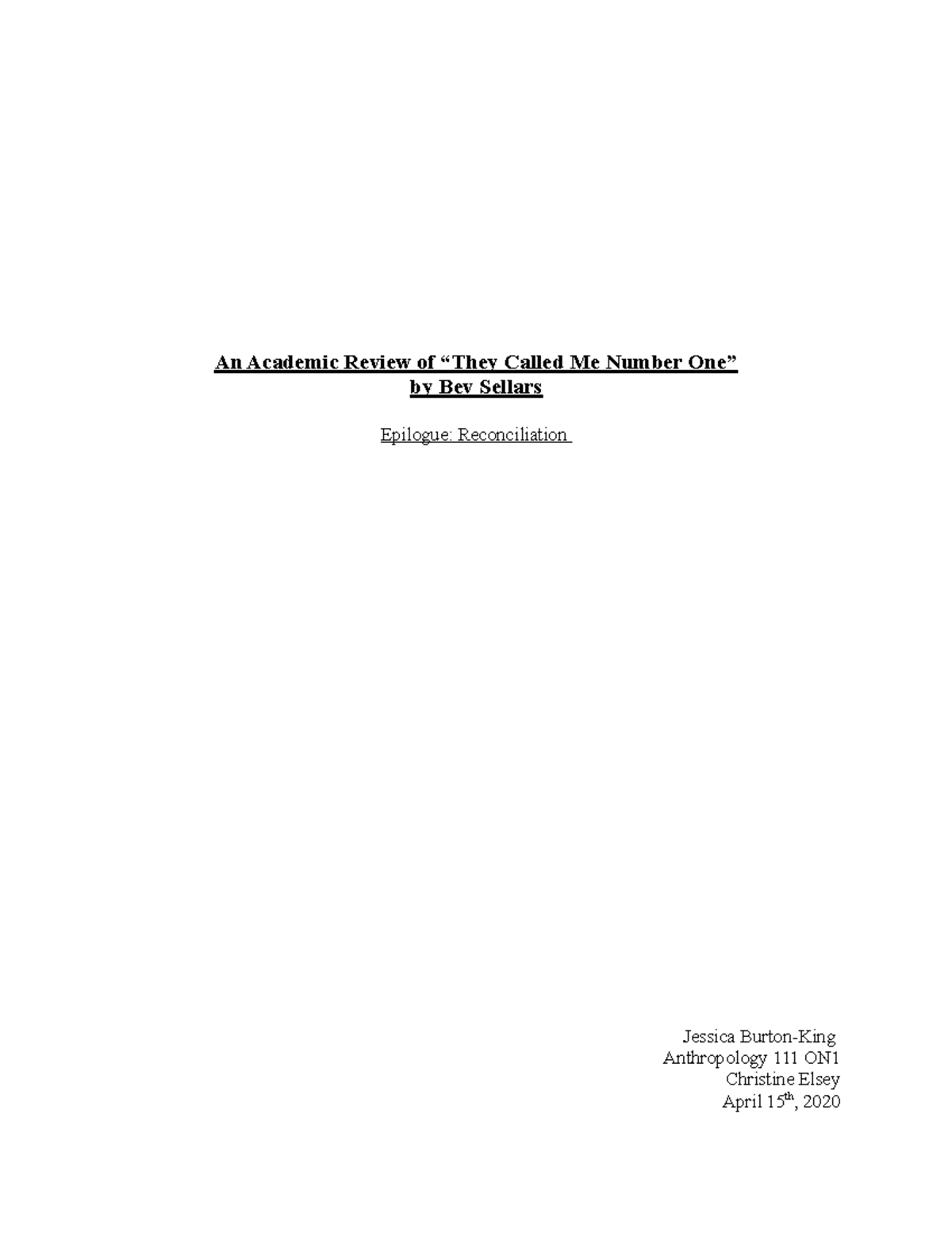 They Called Me Number One - Review - An Academic Review of “They Called ...