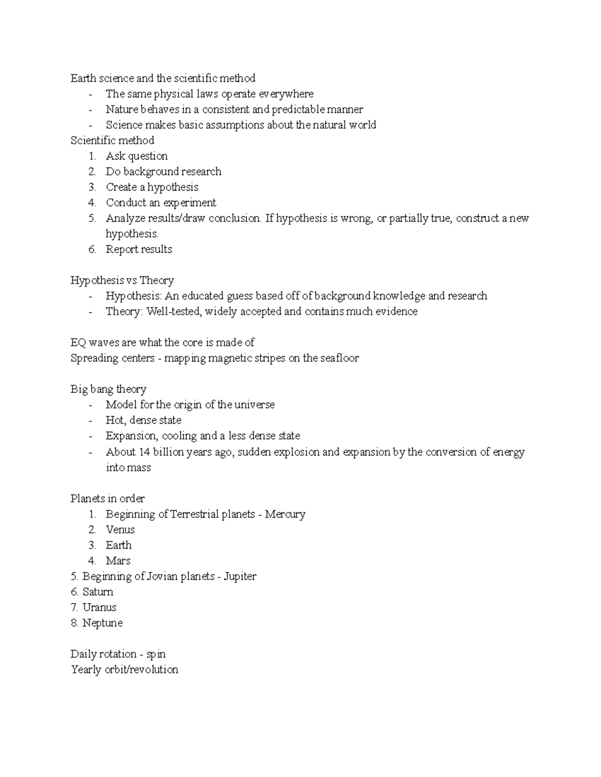 General Lecture Notes - Earth science and the scientific method - The ...