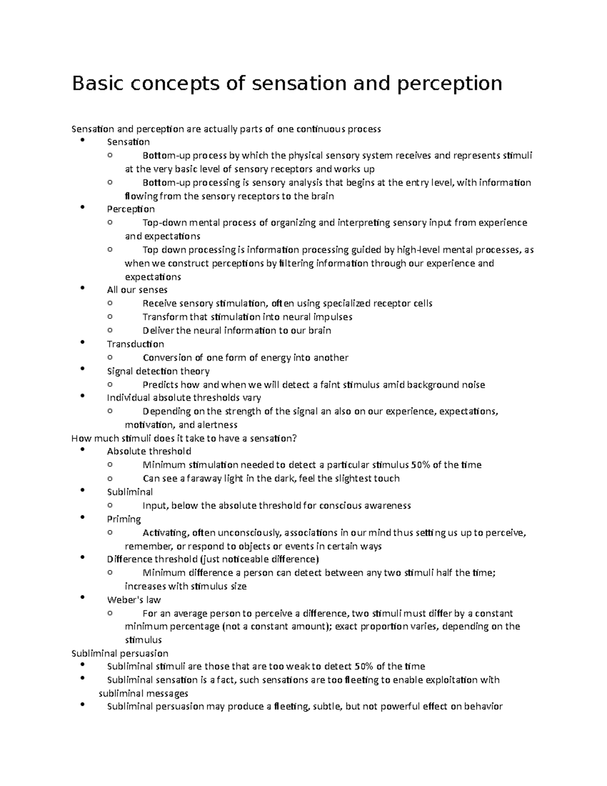 Basic concepts of sensation and perception - Basic concepts of ...