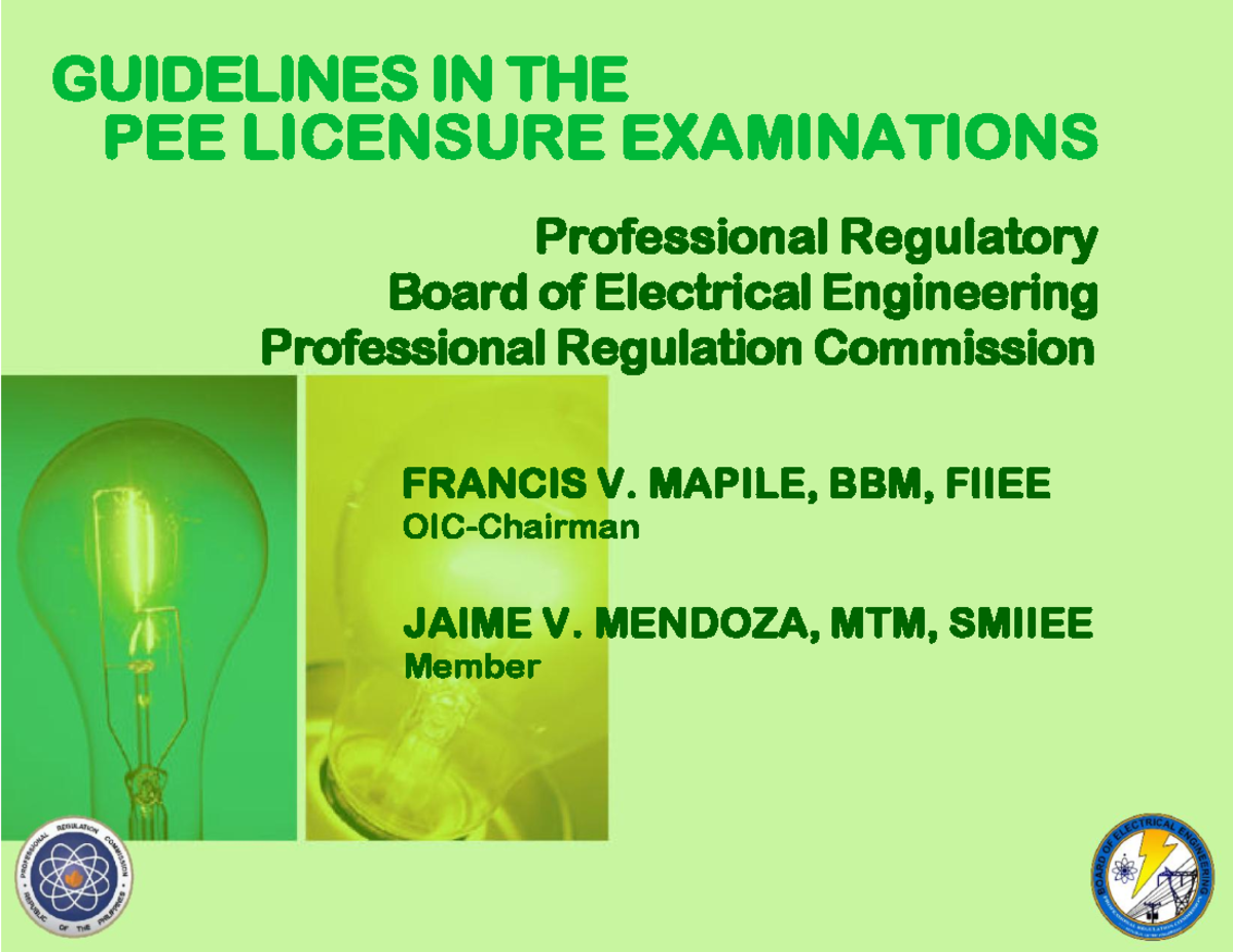 Guideline PEE Licensure Exams - GUIDELINES IN THE PEE LICENSURE ...