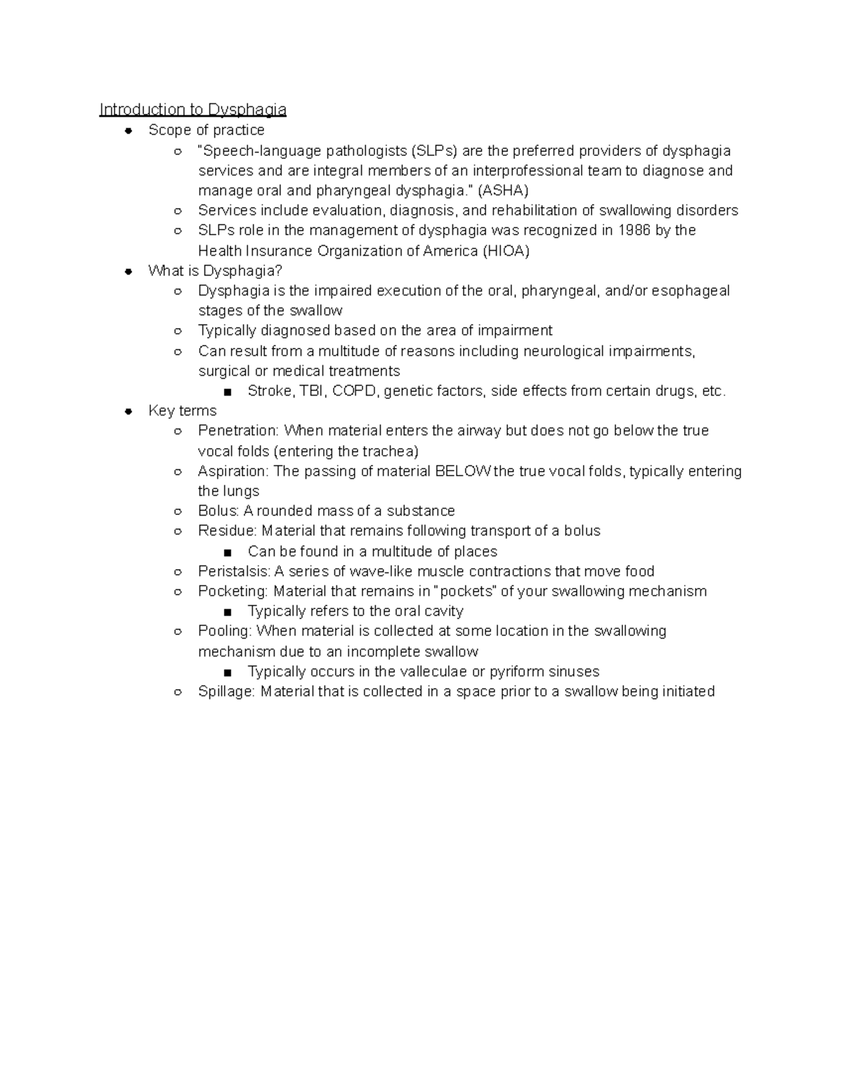 Intro to dysphagia - Introduction to Dysphagia Scope of practice ...