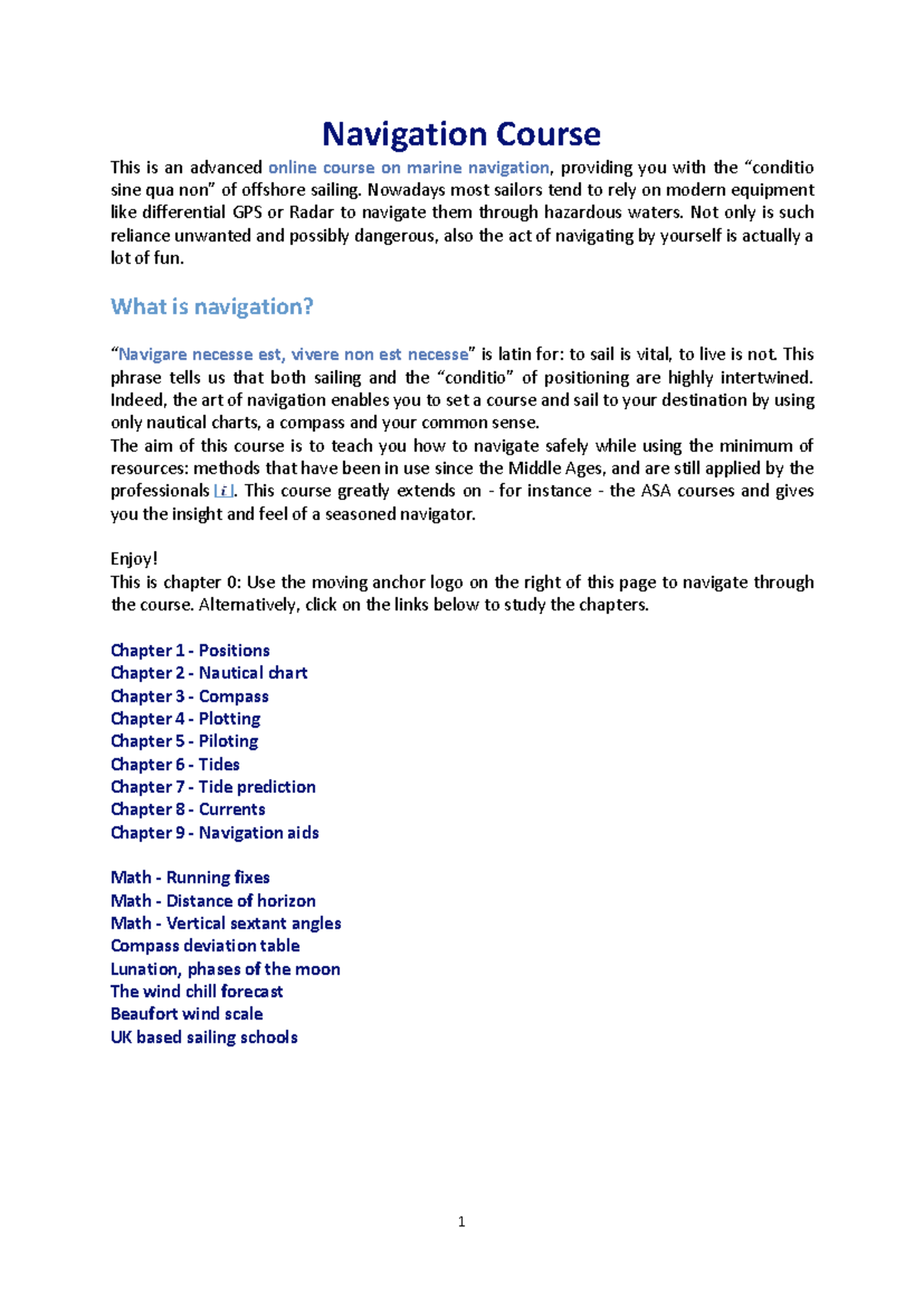 Navigation course - engineering - Navigation Course This is an advanced online course on marine ...