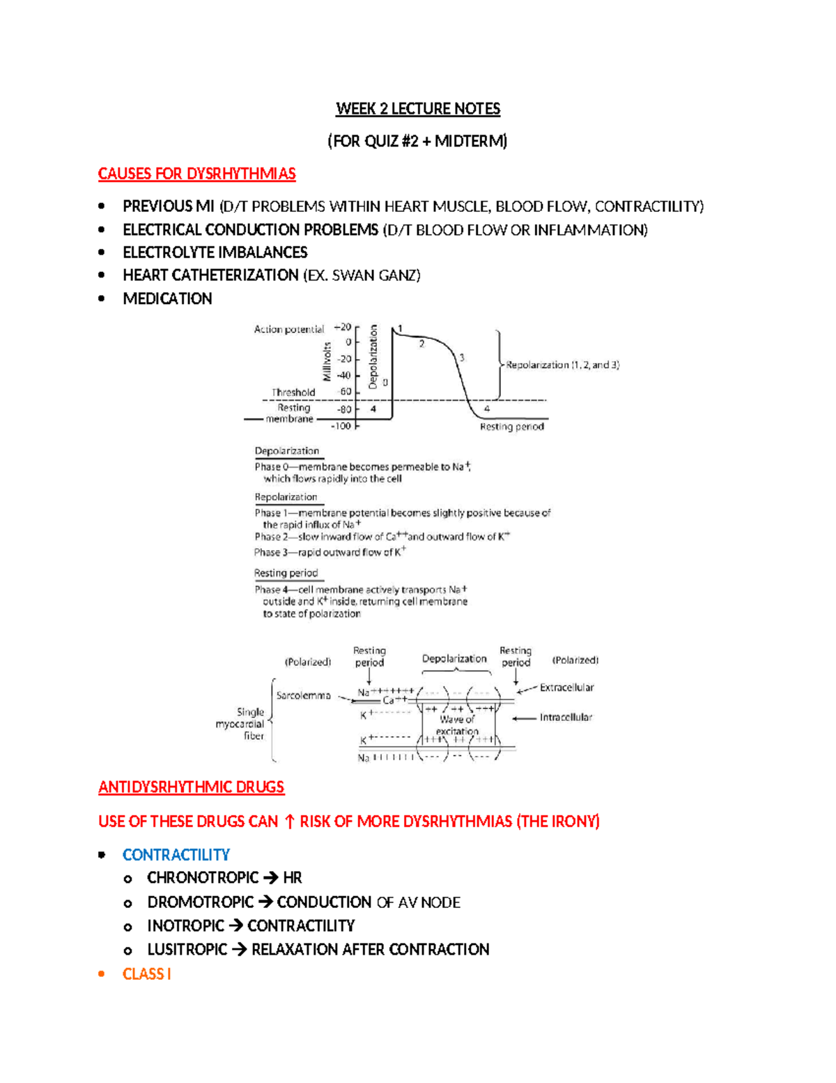 N8 Week 2 Lecture Notes - Cardiac Medication, EKG, Dysrhythmias, Heart ...
