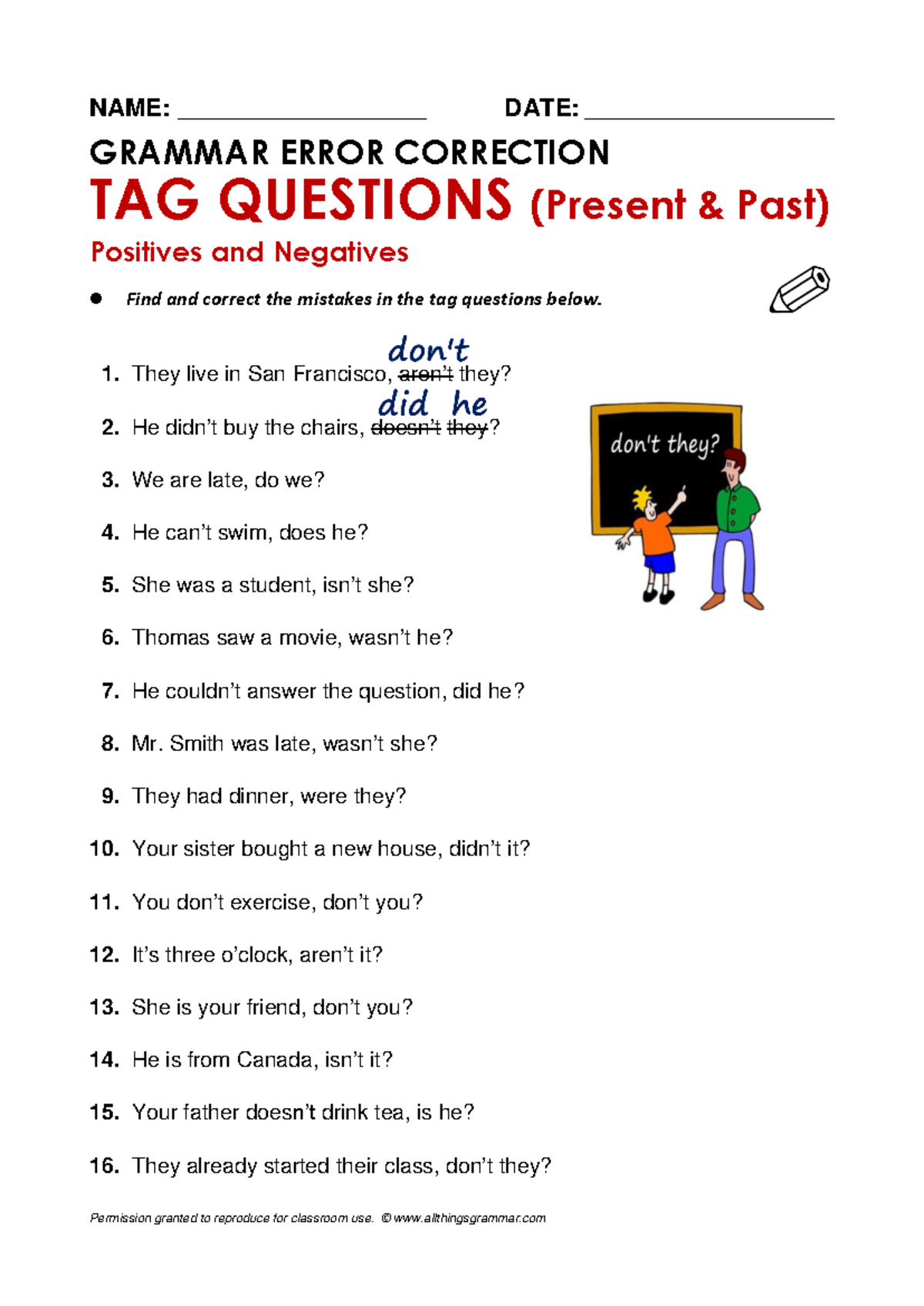 TAG Question Worksheet - NAME: ________________________ DATE ...