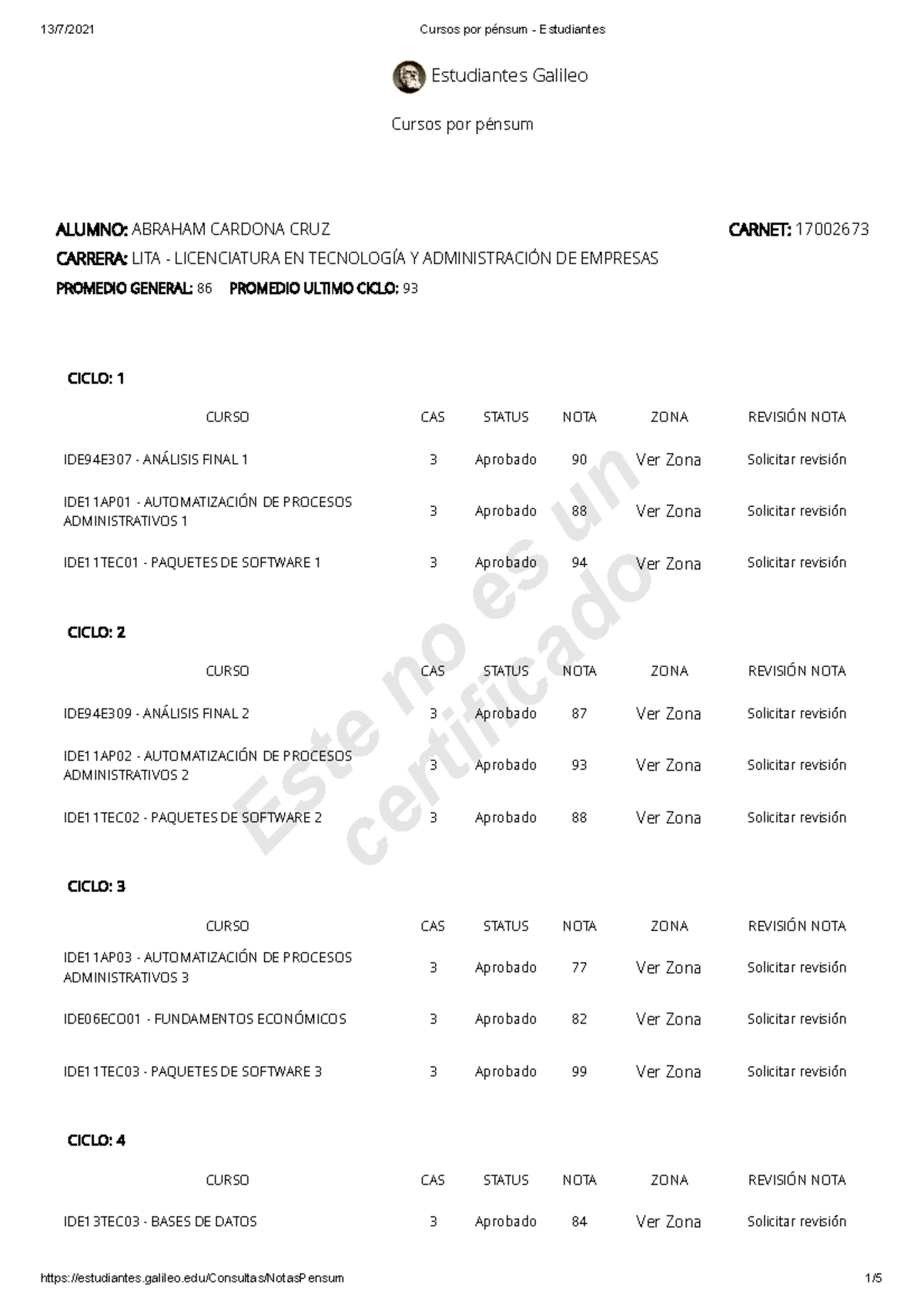 Cursos por pénsum - Estudiantes - Estudiantes Galileo Cursos por pénsum ...