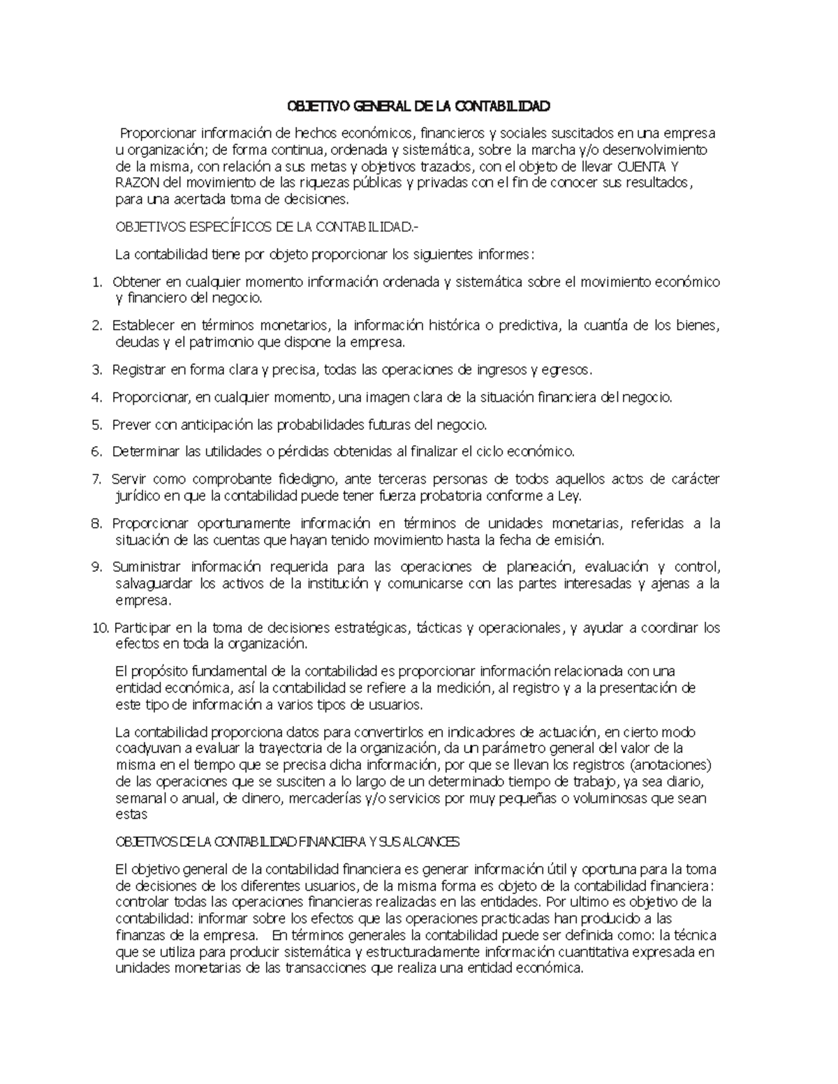 Objetivo Contabilidad - OBJETIVO GENERAL DE LA CONTABILIDAD ...