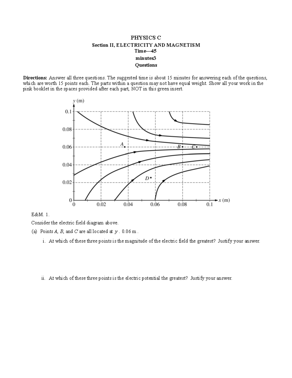 Ap05 frq physics c e PDF Ver - PHYSICS C Section II, ELECTRICITY AND ...