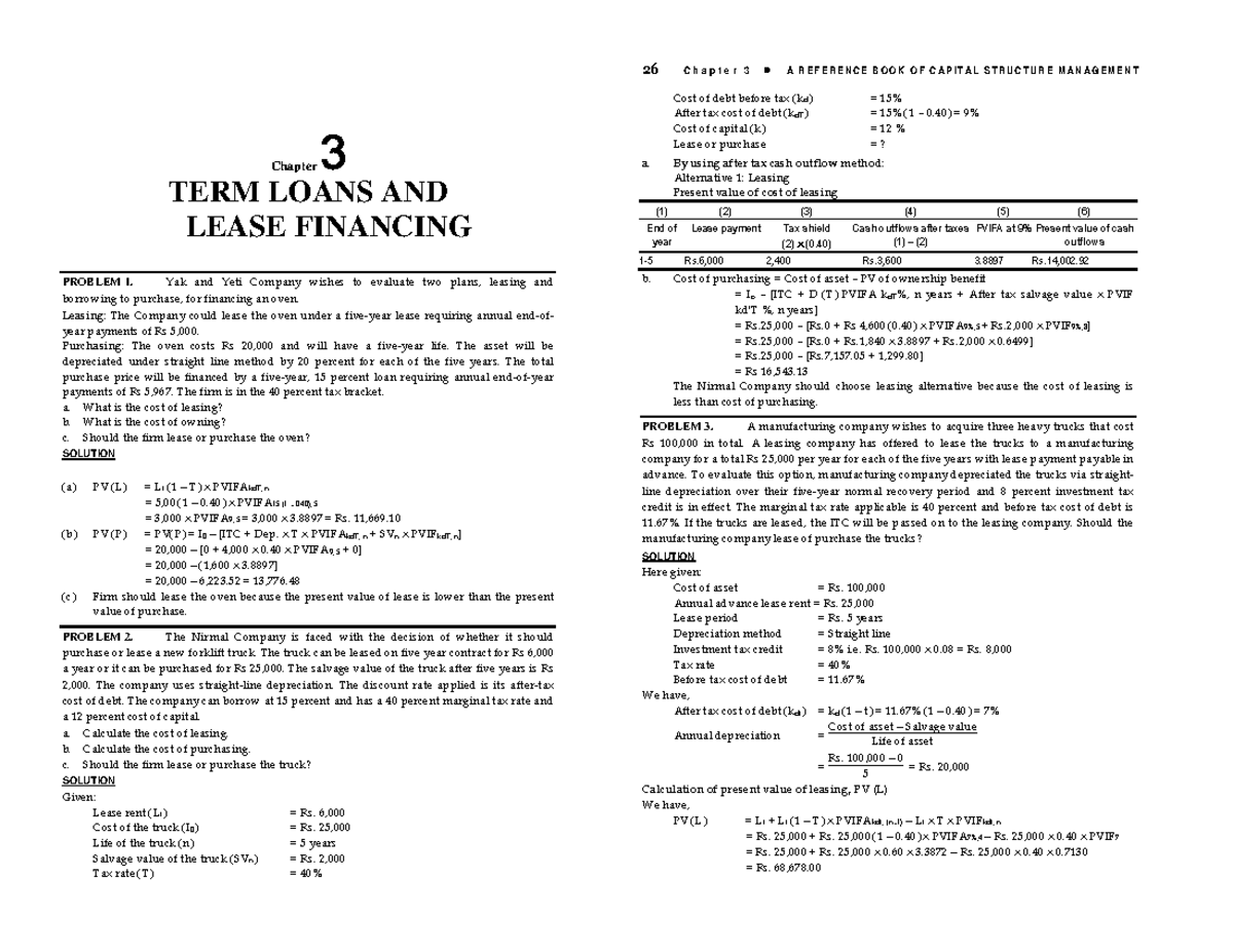 TERM LOANS AND LEASE FINANCING and its concept - Chapter TERM LOANS AND ...