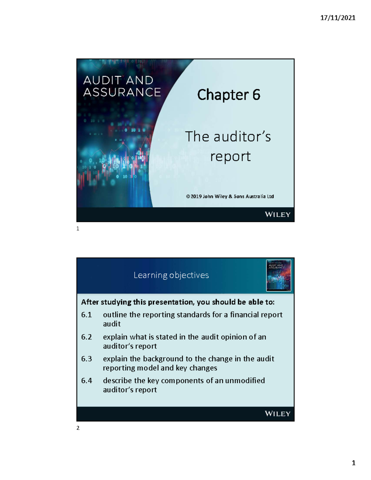 Chapter 6 The Auditors Report - Auditing - USP - Studocu