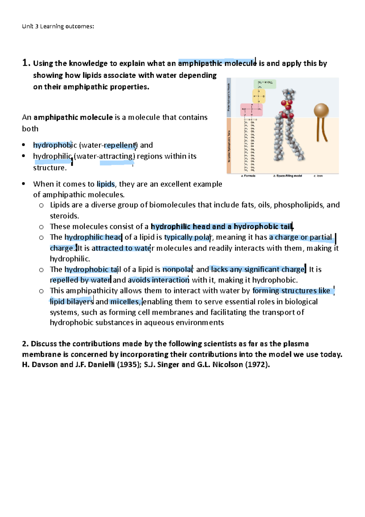 Unit 3 Learning outcomes - Unit 3 Learning outcomes: 1. Using the ...