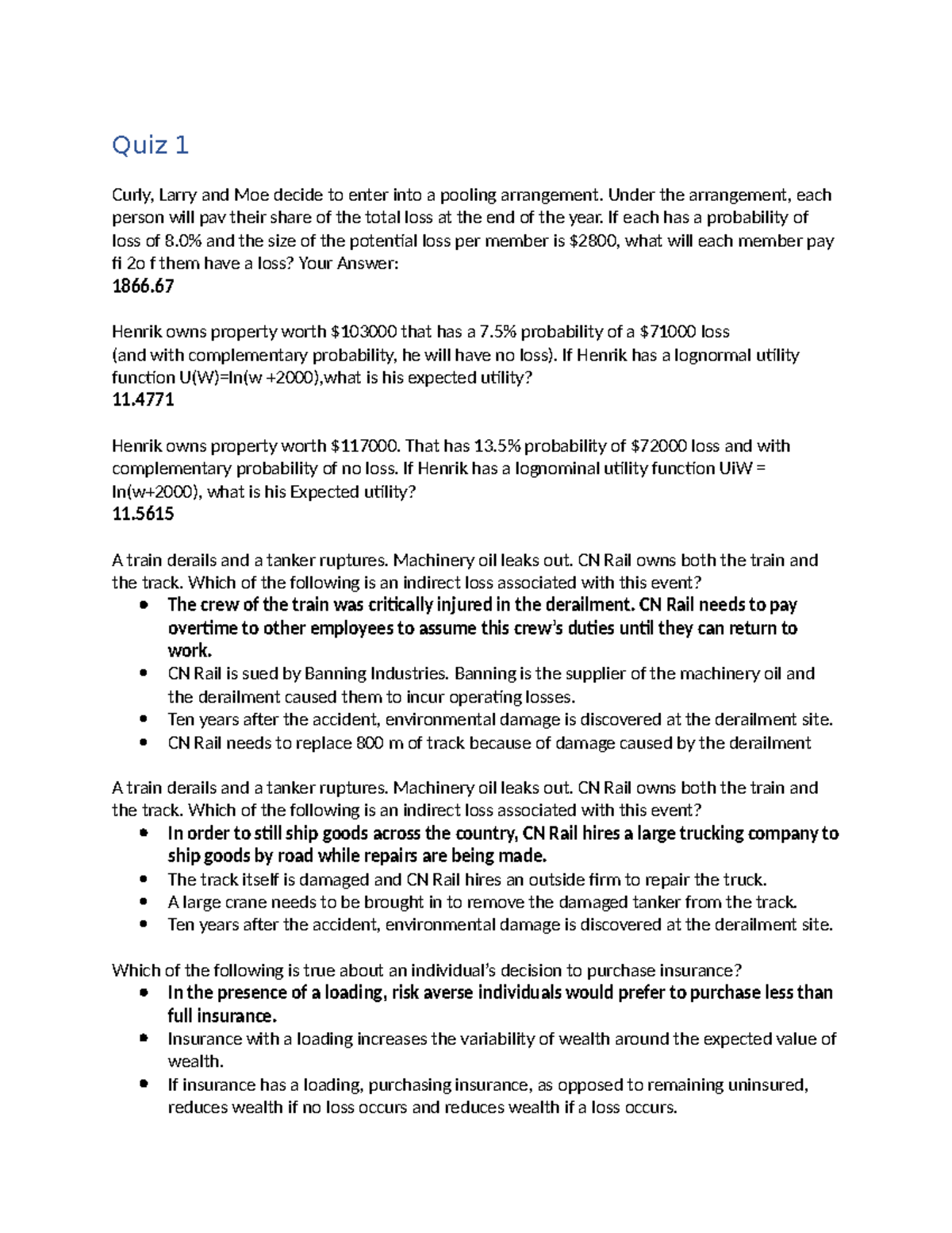 Risk Test Bank - quiz test bank - Quiz 1 Curly, Larry and Moe decide to ...