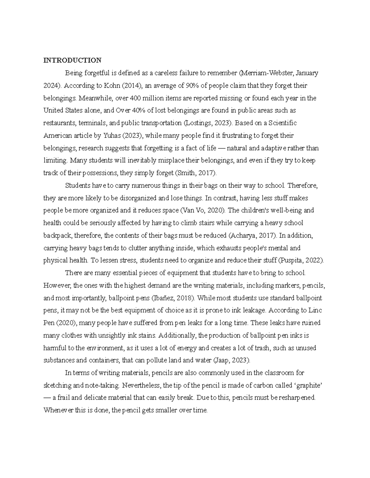 Introduction- Universal-PEN - INTRODUCTION Being forgetful is defined ...