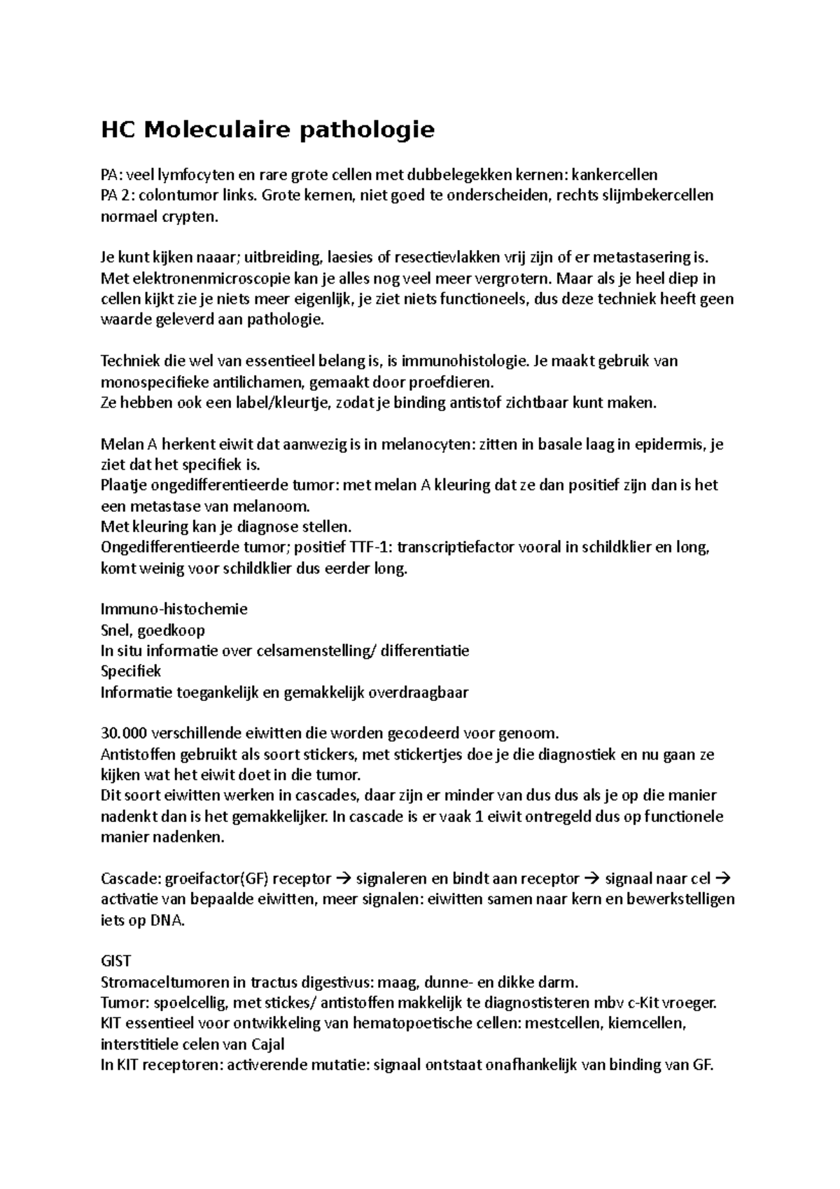 HC Moleculaire pathologie - Grote kernen, niet goed te onderscheiden ...