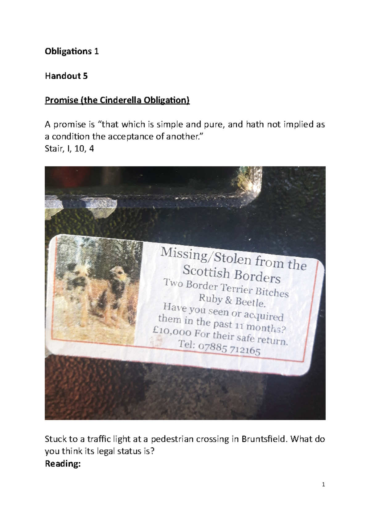 Handout 5 (Promise) File - Obligations 1 Handout 5 Promise (the ...