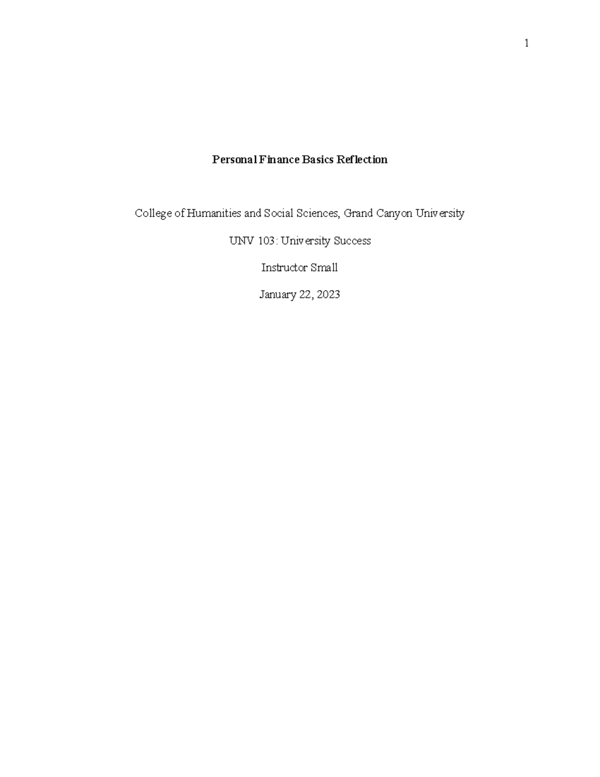 APA 7th Personal Finance Basics 1 - Personal Finance Basics Reflection ...