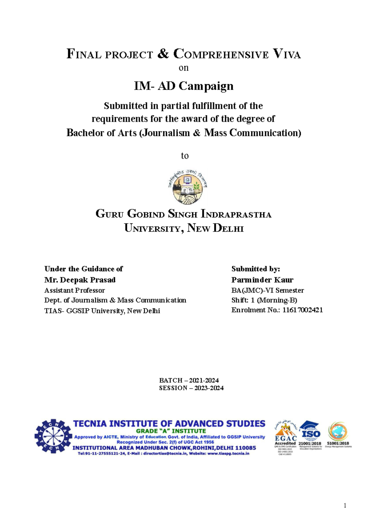 Final Project and Comprehensive viva - FINAL PROJECT & COMPREHENSIVE ...