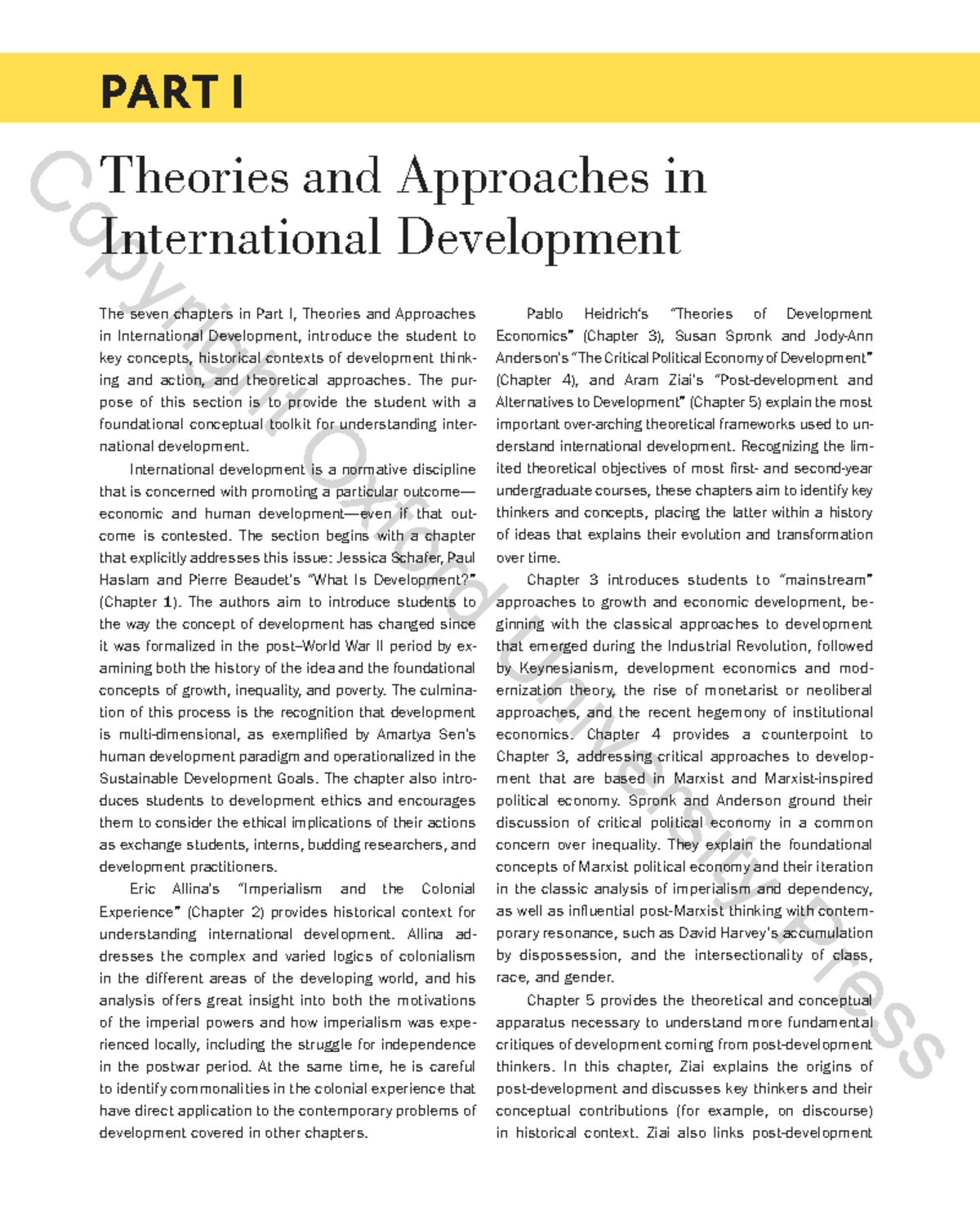 Introduction to International Developmen - The seven chapters in Part I ...