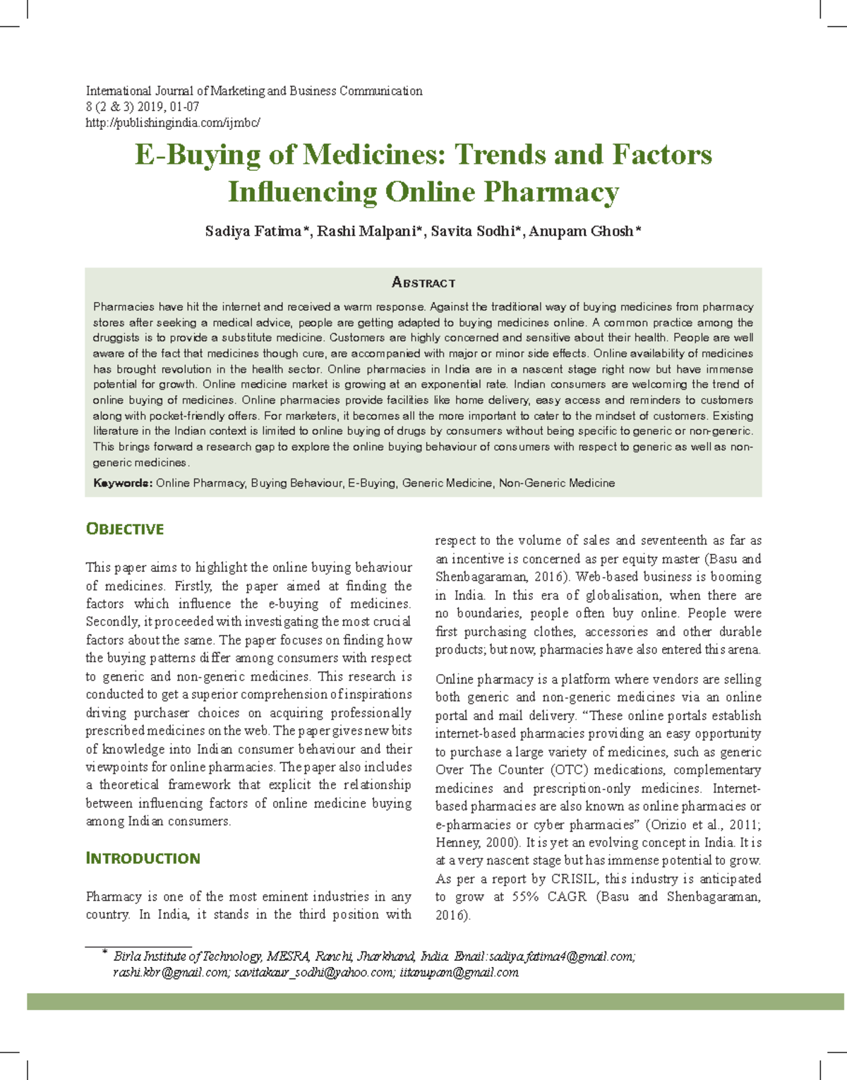 Consumer perception toward online pharmacy purchasing - Abstract ...