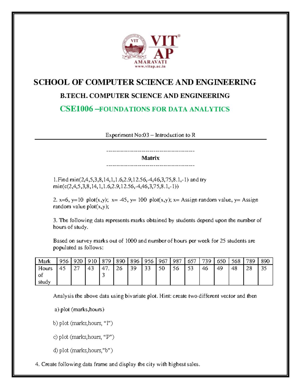 AP2021228000341 Experiment-3 - SCHOOL OF COMPUTER SCIENCE AND ...