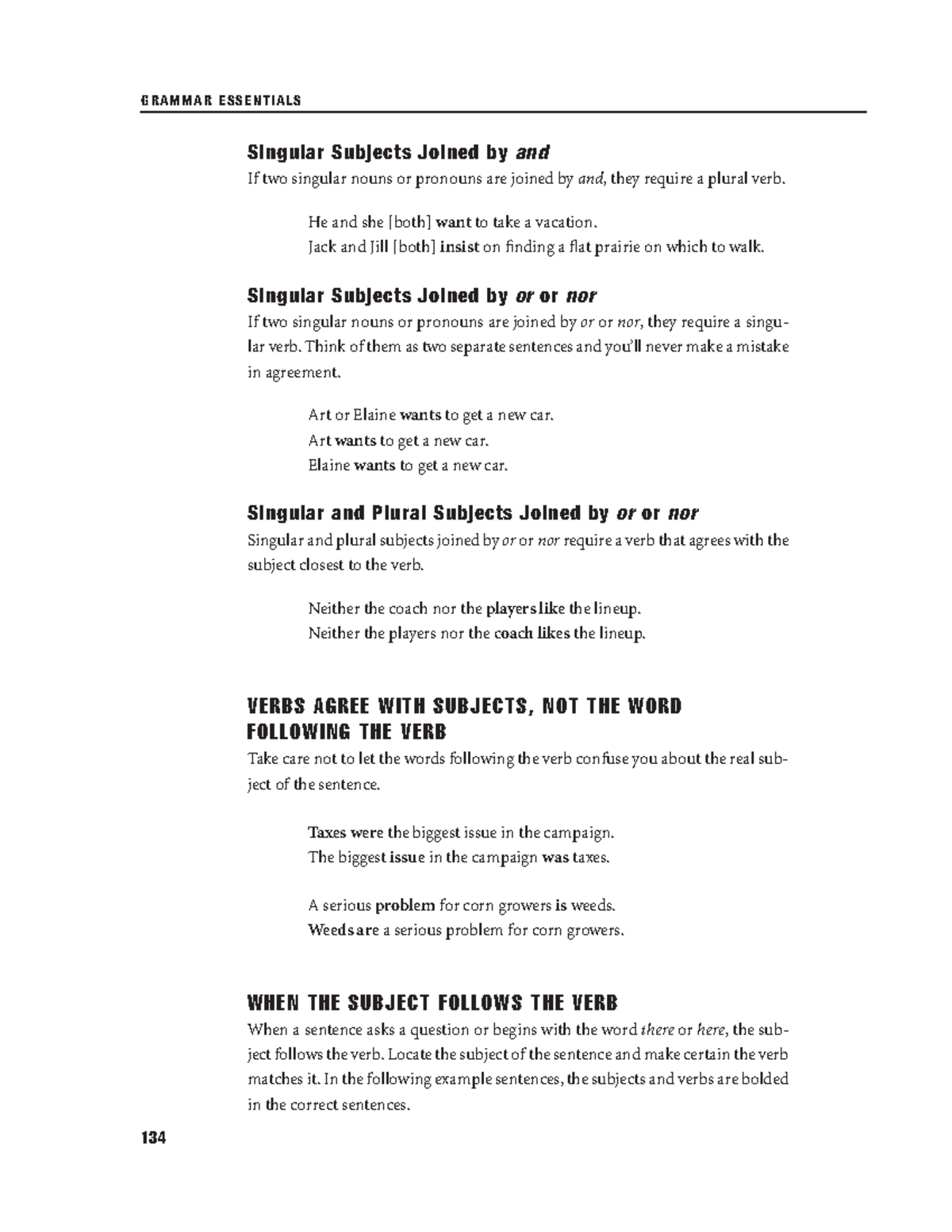 Grammar Review- Compound Subjects - GRAMMAR ESSENTIALS 134 Singular ...