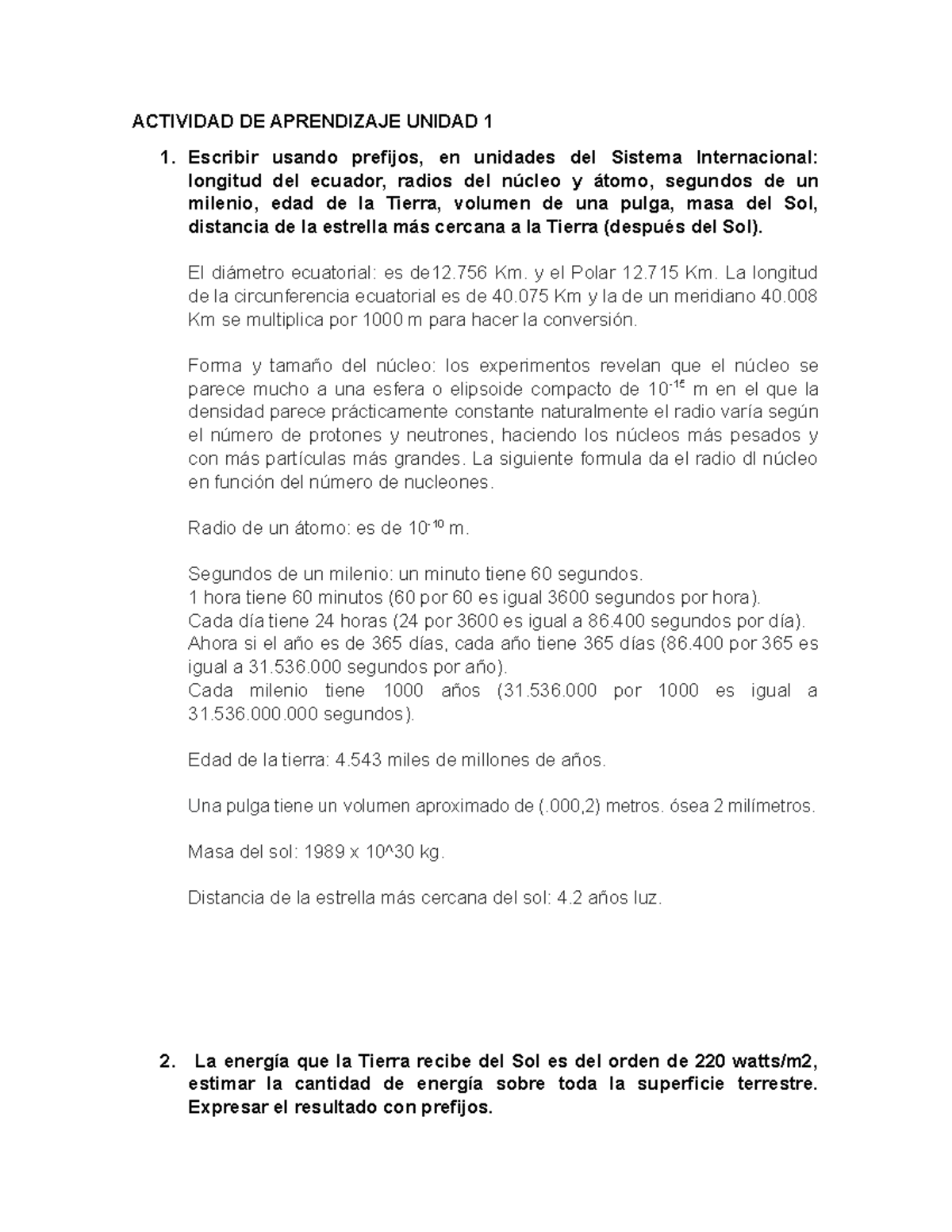 Actividad de Aprendizaje Unidad 1 Fisica - ACTIVIDAD DE APRENDIZAJE ...