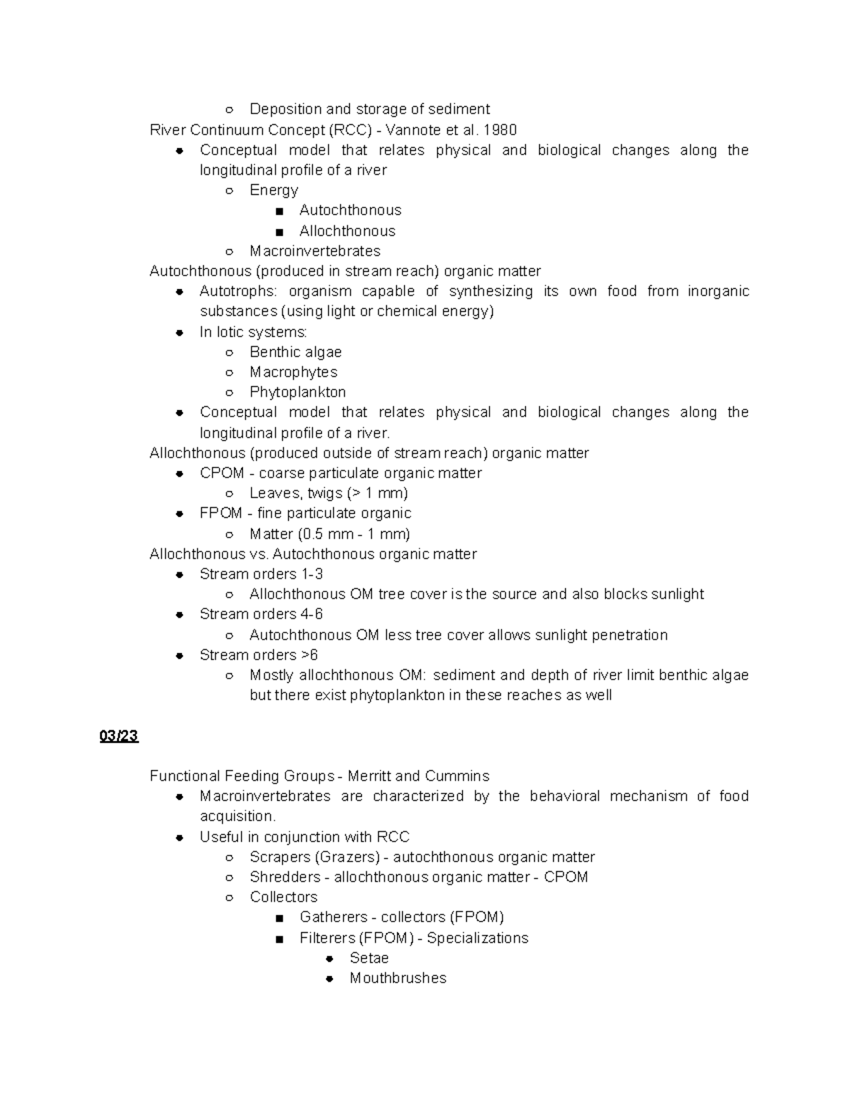 ISP 203A Notes - Deposition and storage of sediment River Continuum ...