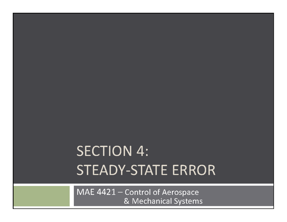 Section 4 Steady-State Error - Control System - Studocu