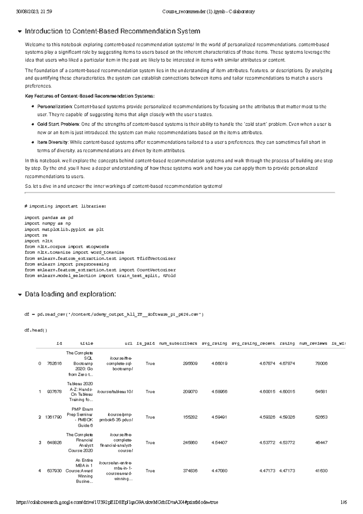 Course recommender - Welcome to this notebook exploring content-based ...