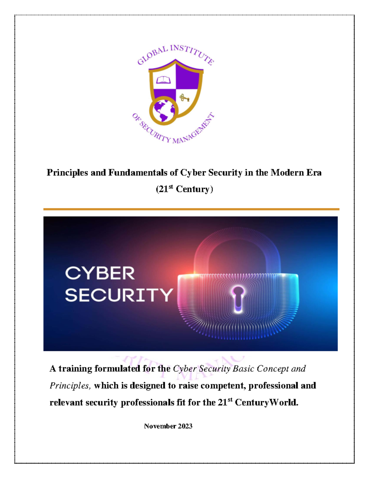 Principles and Fundamentals of Cyber Security in the Modern Era - Principles and Fundamentals of ...