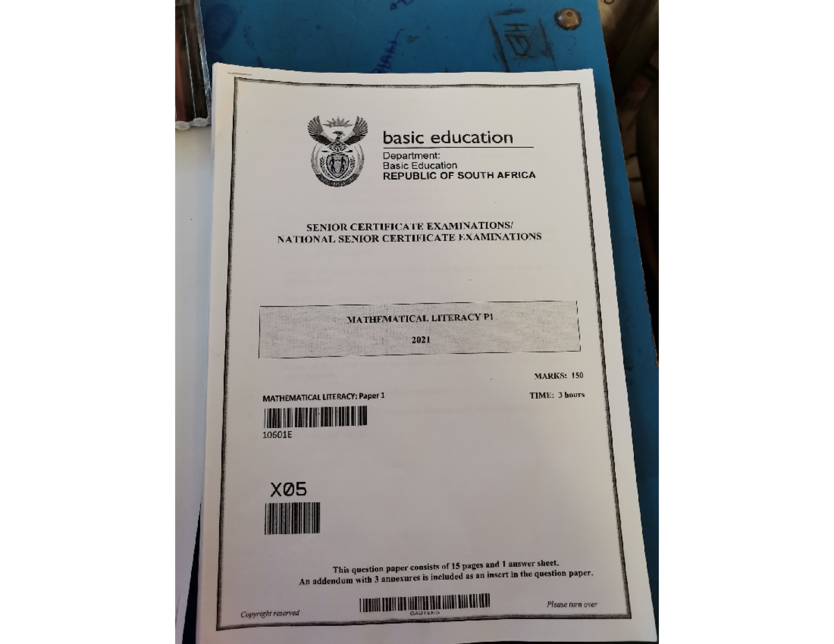 Paper 1 maths (2021) questions and memo - Studocu