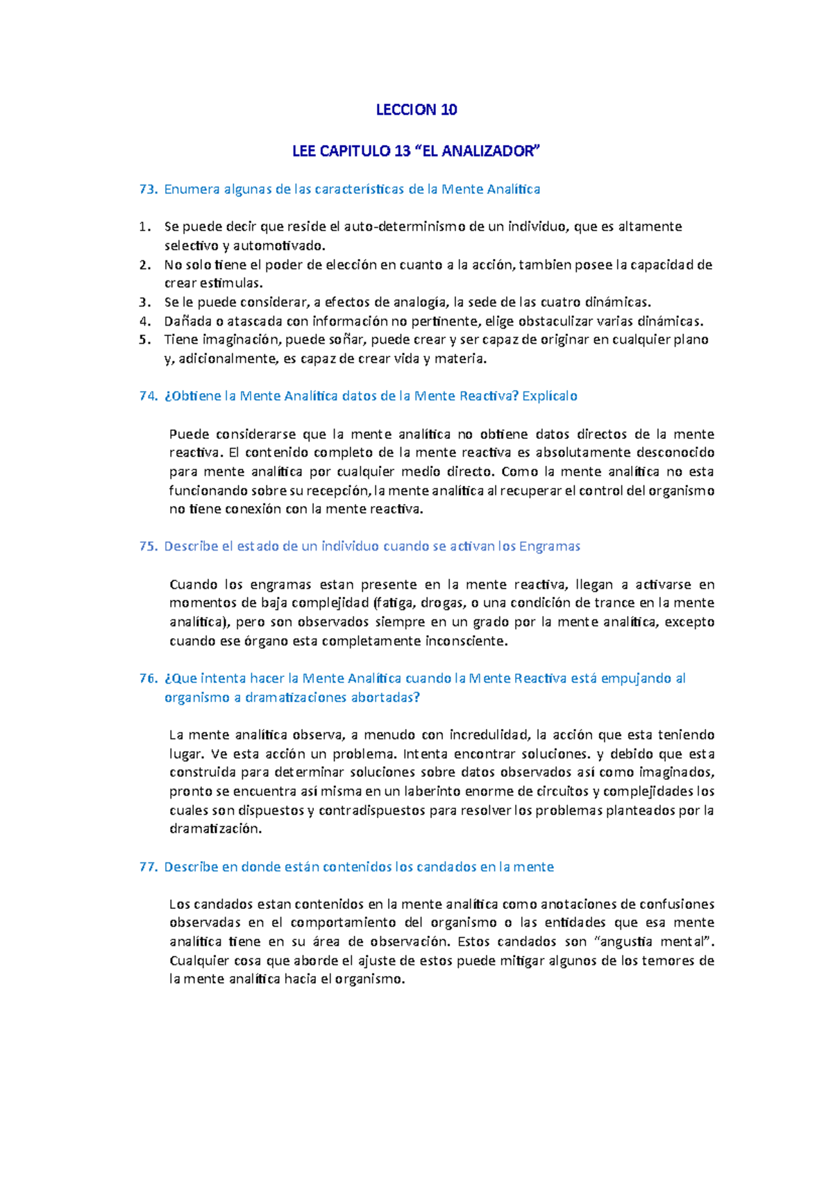 Leccion 10 Dianetica-LA Tesis Orginal. - copia - LECCION 10 LEE ...