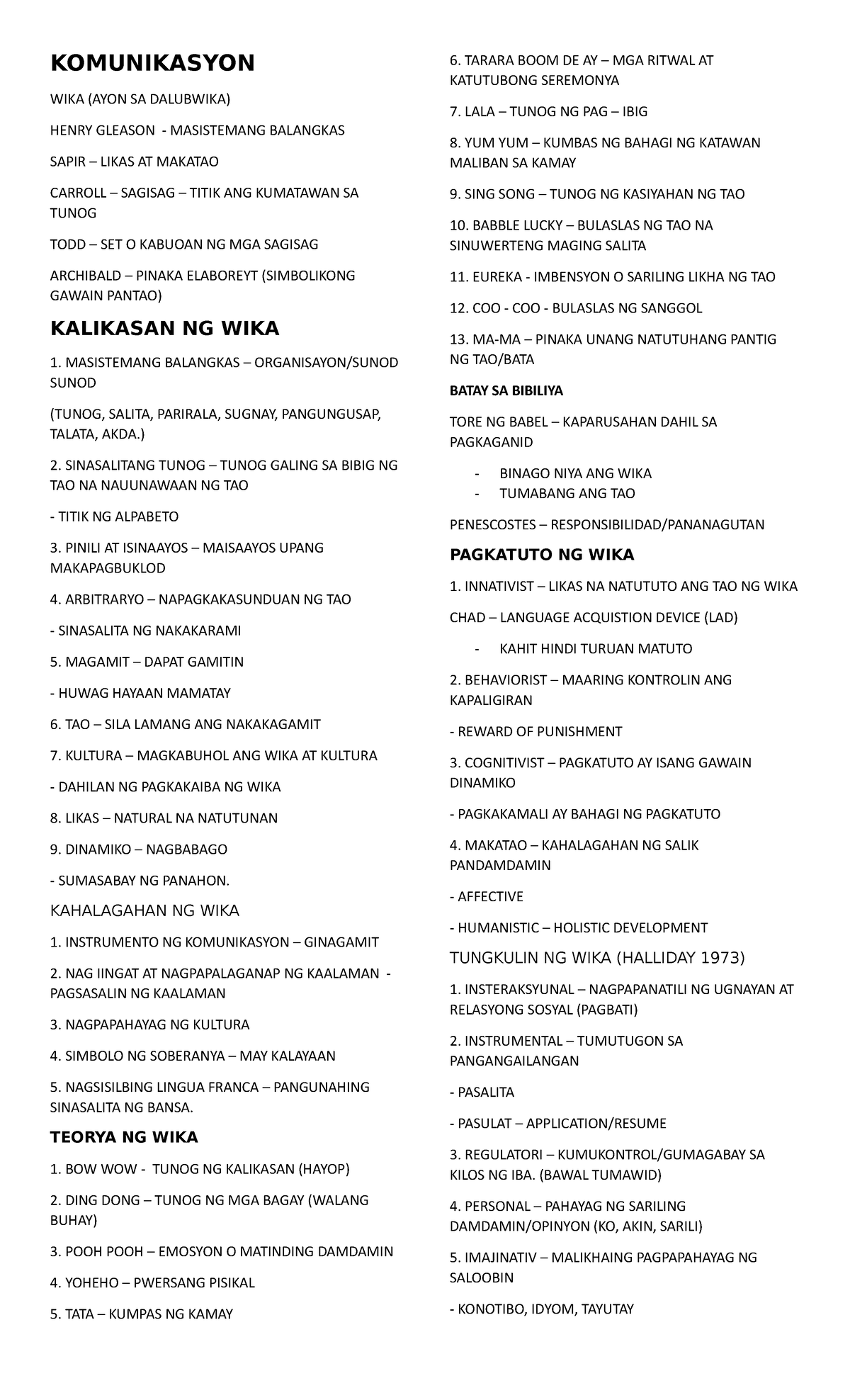 Komunikasyon - This notes is helpful. - KOMUNIKASYON WIKA (AYON SA ...