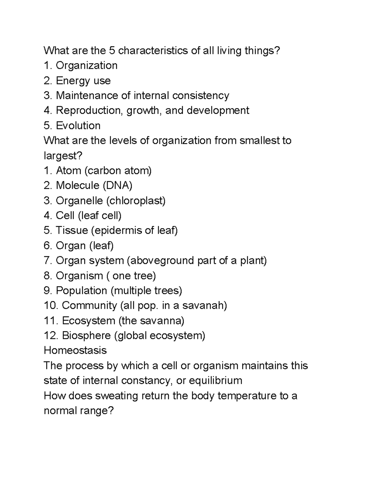 Modern Bio definition - Lecture notes 4 - What are the 5 ...