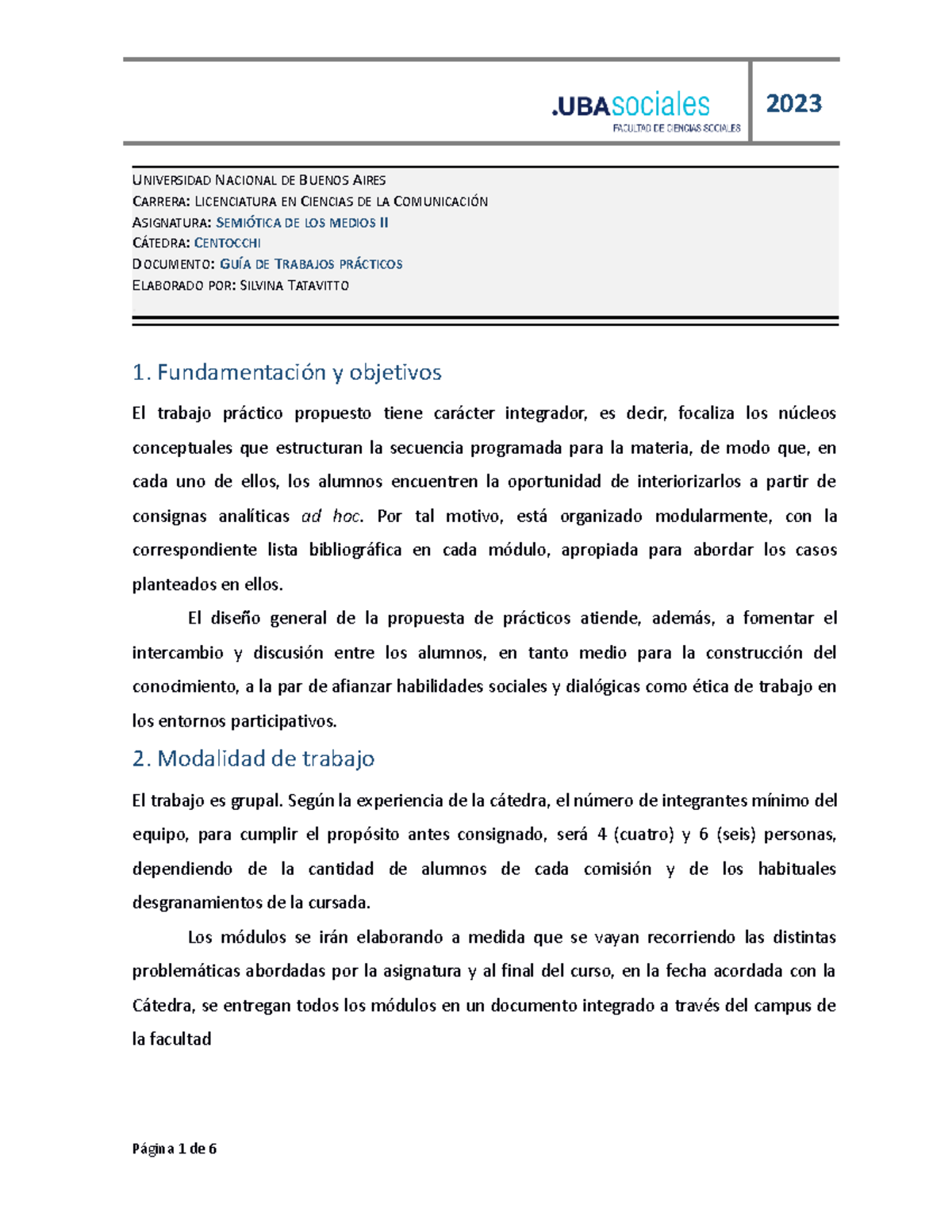 2023 Guía de TP. Semiótica II. UBA - Semiótica II - UBA - Studocu